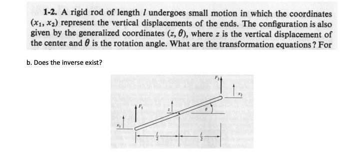 Solved 1-2. A rigid rod of length l undergoes small motion | Chegg.com