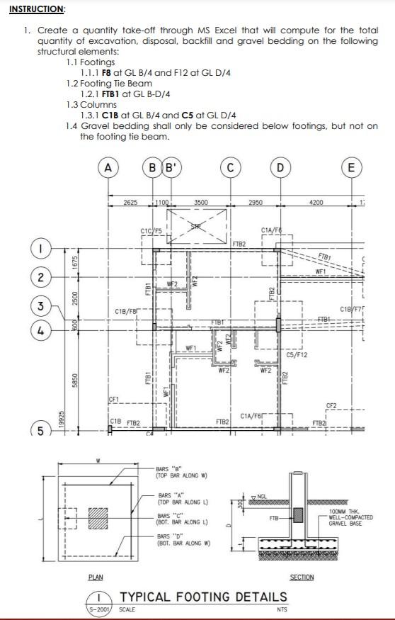 Solved COLUMNS SECTION MARK FOOTING TIE BEAM SECTION B | Chegg.com