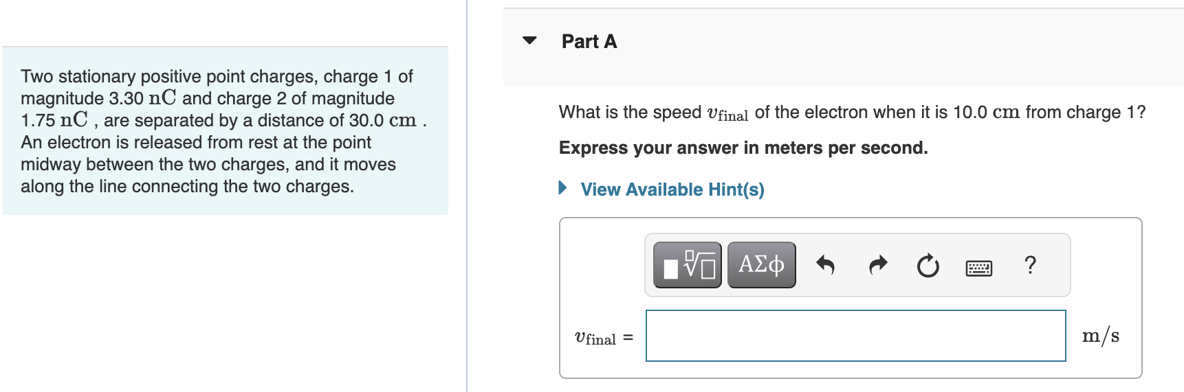 Solved Part ATwo stationary positive point charges, charge 1 | Chegg.com