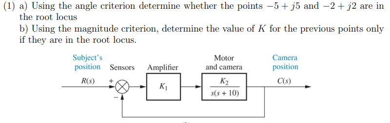 Solved (1) a) Using the angle criterion determine whether | Chegg.com
