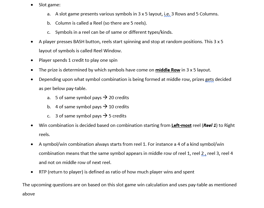 slot game: a. . A slot game presents various symbols | Chegg.com