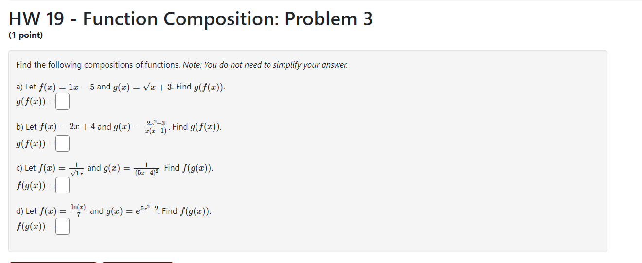 Solved HW 19 - Function Composition: Problem 3 (1 point) | Chegg.com