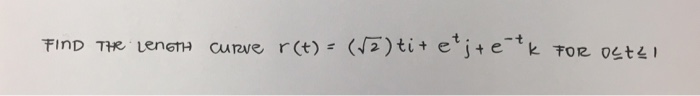 Solved FIND THE LENGTH CURVE r(t) = (squareroot 2) ti + e^t | Chegg.com