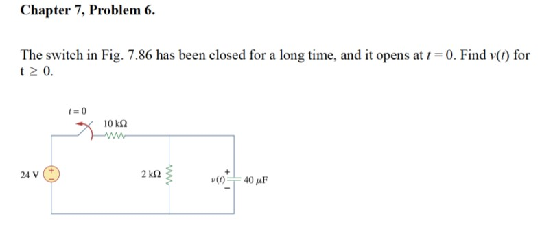 Solved Chapter 7, Problem 6. The switch in Fig. 7.86 has | Chegg.com