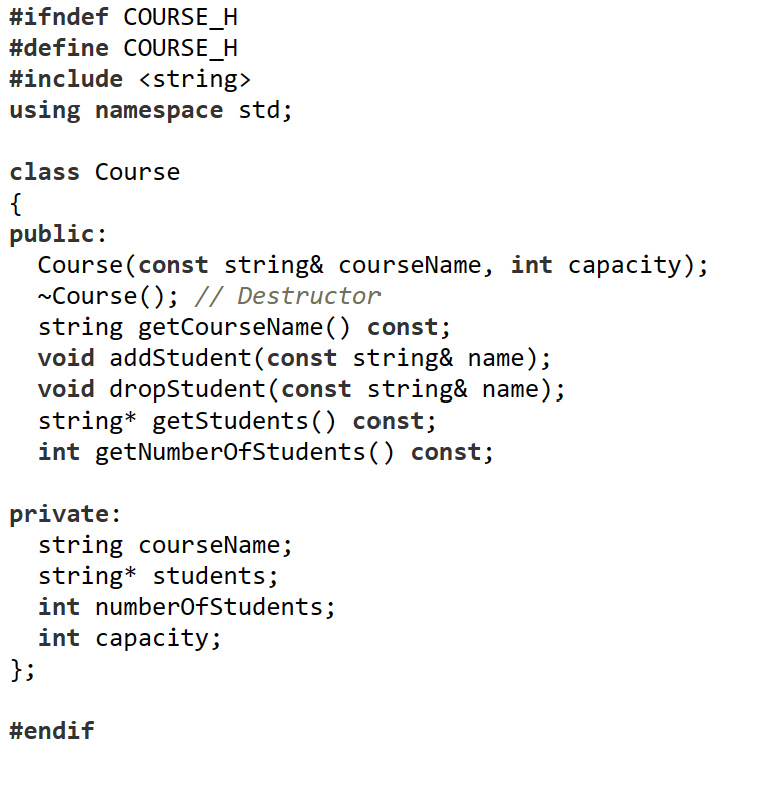 Solved Rewrite the addStudent function in the Course class | Chegg.com