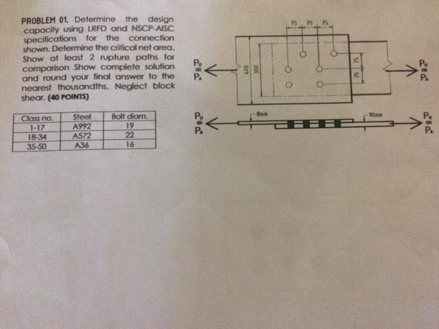 Solved 7575 PROBLEM 01 Determine the design capacity using | Chegg.com