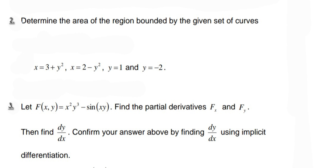 Solved 2. Determine the area of the region bounded by the | Chegg.com