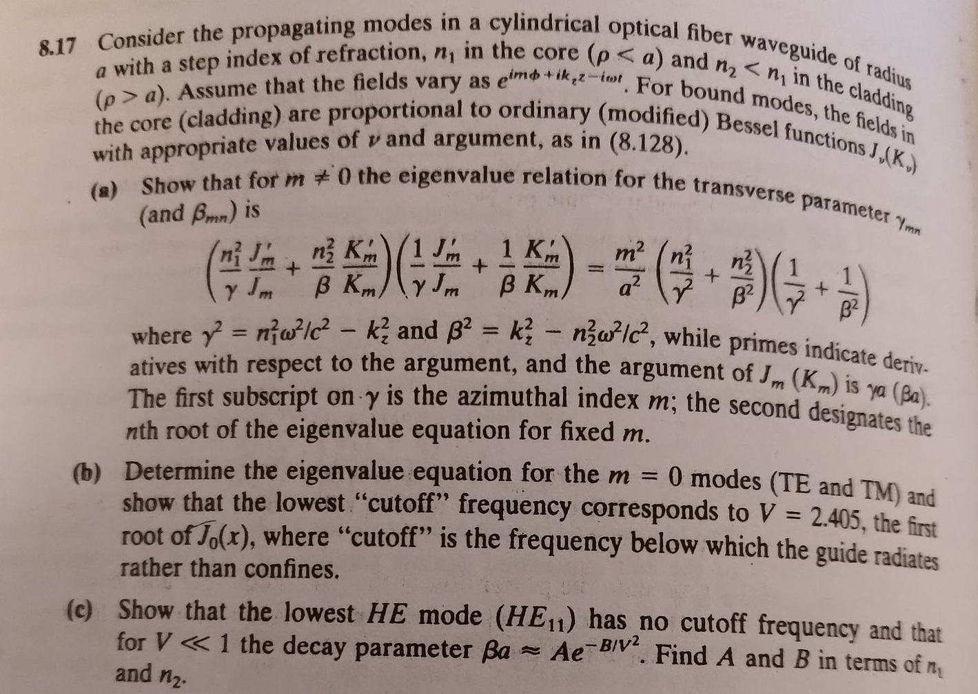 Solved 8.17 Consider the propagating modes in a cylindrical | Chegg.com