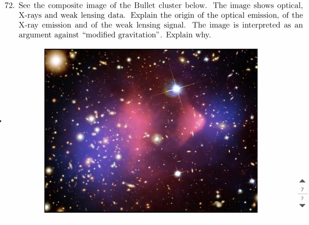 Solved 72. See the composite image of the Bullet cluster | Chegg.com