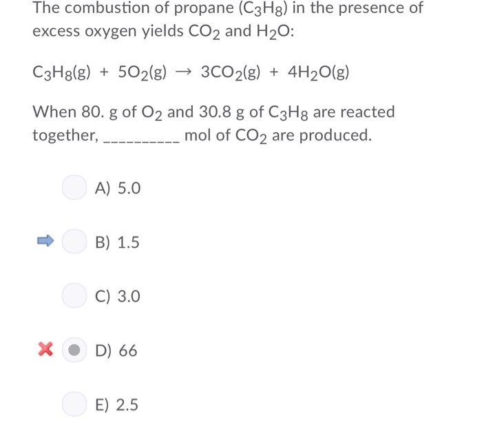 Solved The combustion of propane (C3H8) in the presence of | Chegg.com