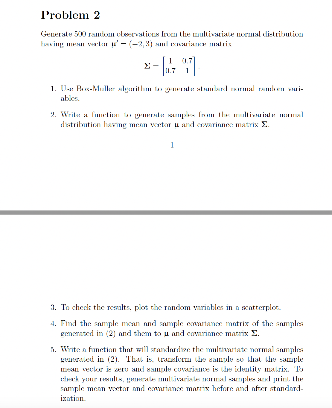 Solved Use python Problem 2Generate 500 ﻿random observations | Chegg.com