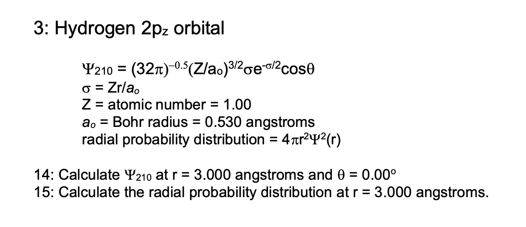 Solved 3: Hydrogen 2pz orbital | Chegg.com