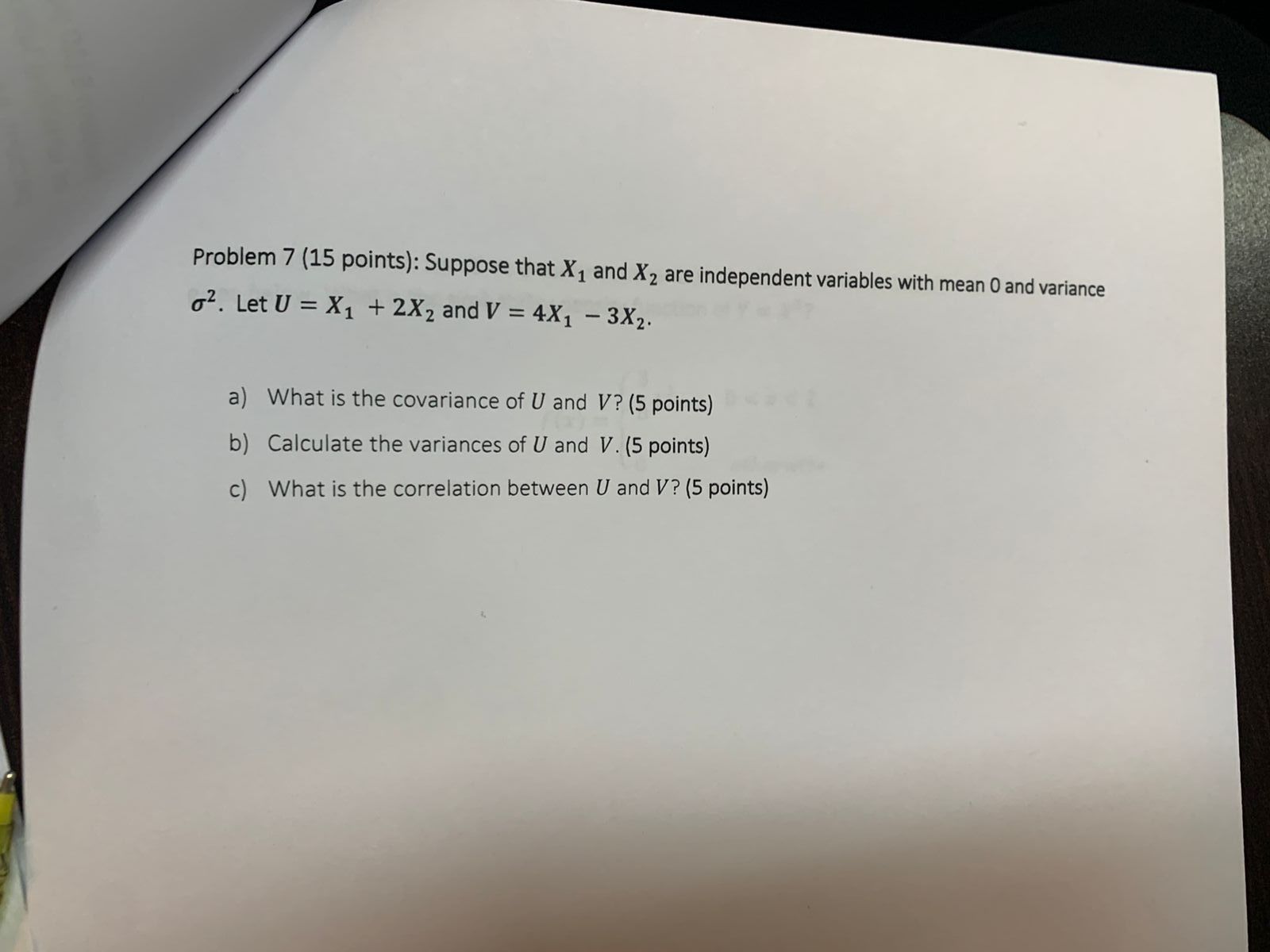 Solved Problem 7 (15 points): Suppose that X1 and X2 are | Chegg.com