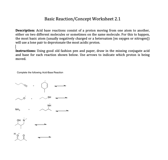 Solved Basic Reaction/Concept Worksheet 2.1 Description: | Chegg.com