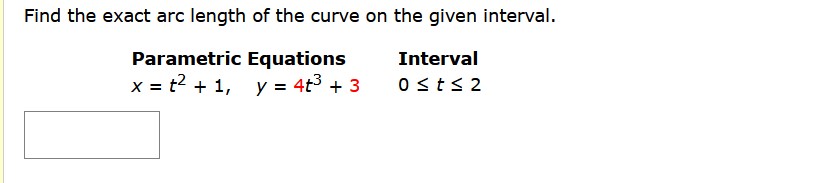 Solved Find the exact arc length of the curve on the given | Chegg.com