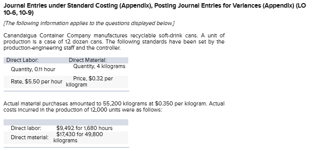 Solved Journal Entries under Standard Costing (Appendix), | Chegg.com