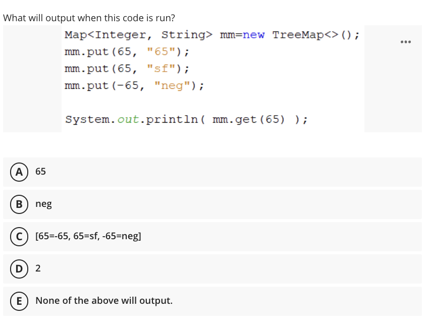 Solved What will output when this code is run? Map mm=new | Chegg.com