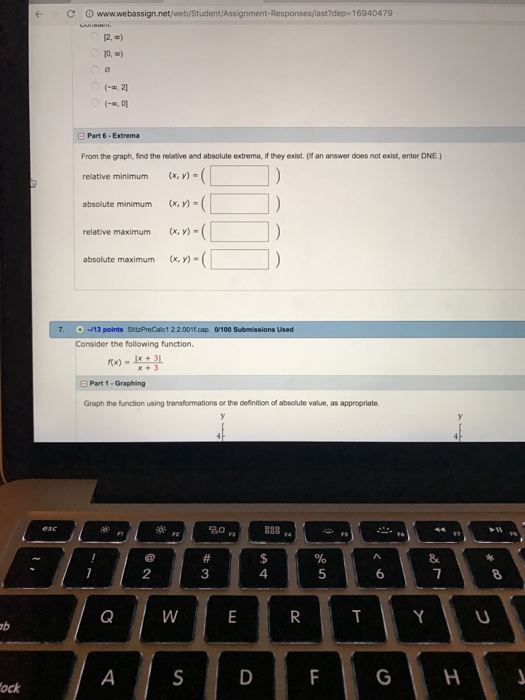 Solved Part 1 Graphing Grach The Function Using Chegg