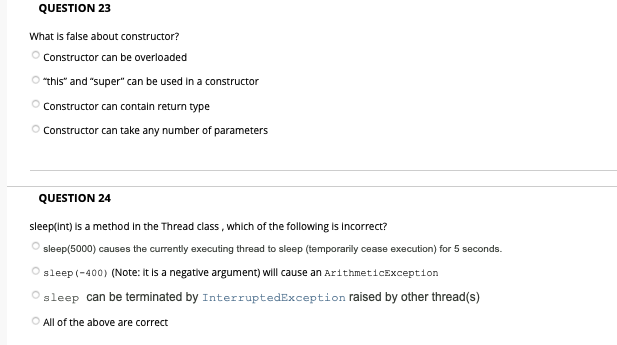 Solved Question 23 What Is False About Constructor 1566