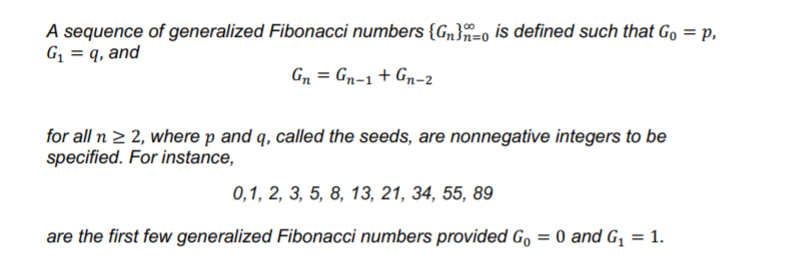 Solved A sequence of generalized Fibonacci numbers {Gn}nzo | Chegg.com