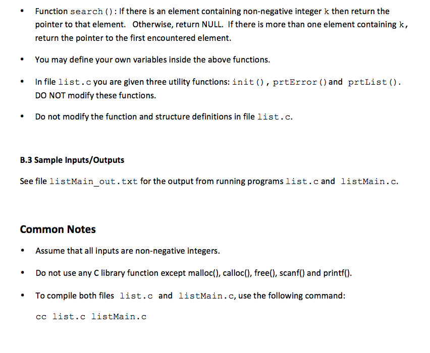 Solved Singly Linked Lists, Pointers and Structures B.1 | Chegg.com