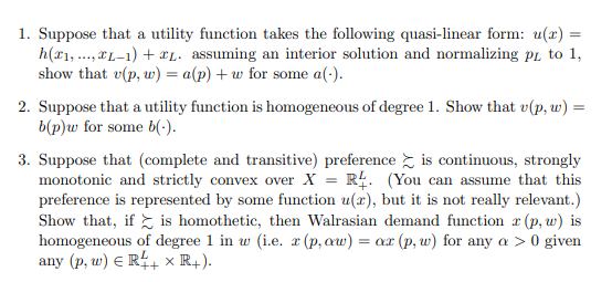 1. Suppose that a utility function takes the | Chegg.com