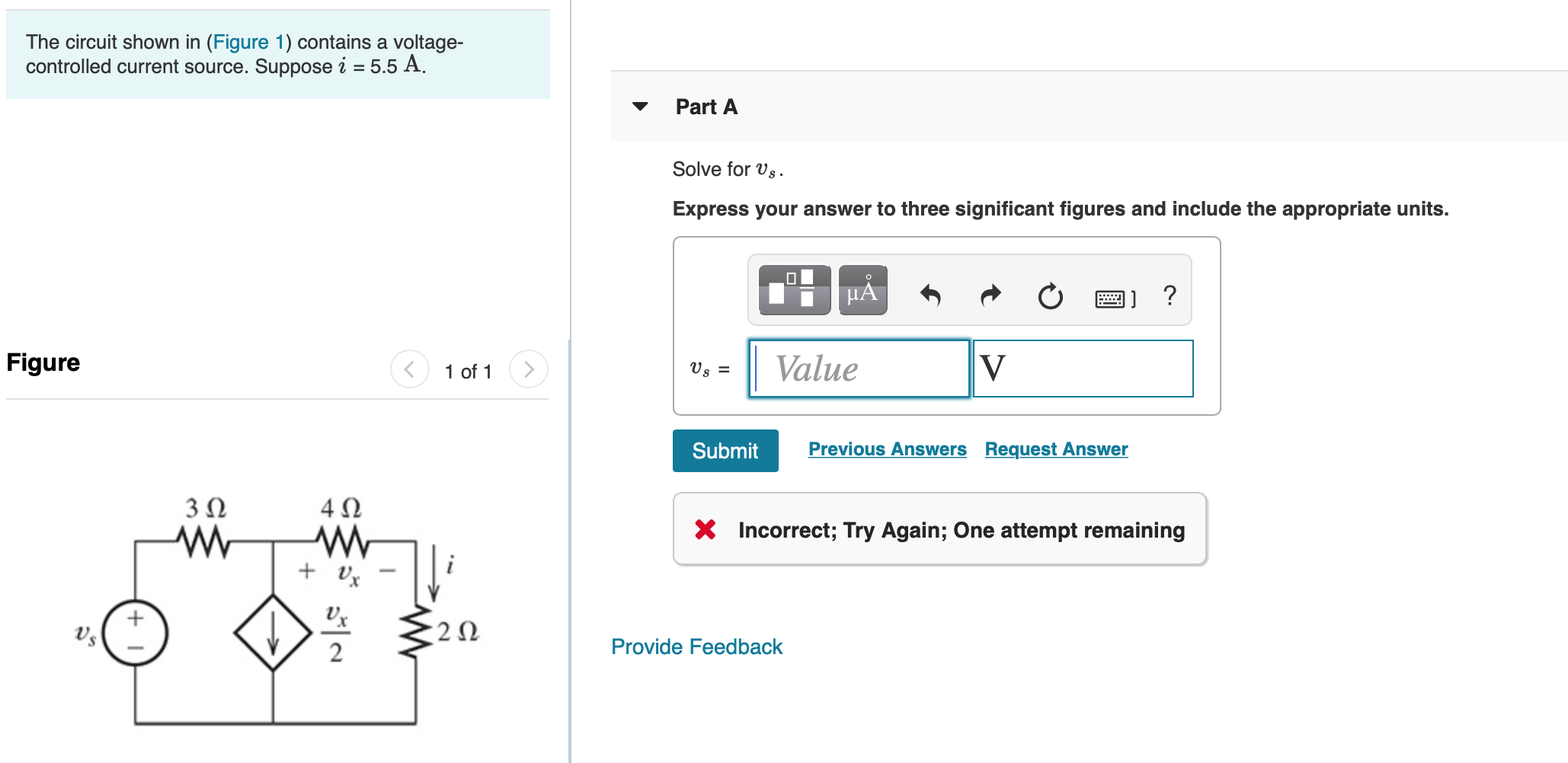 Solved The circuit shown in (Figure 1) contains a voltage- | Chegg.com