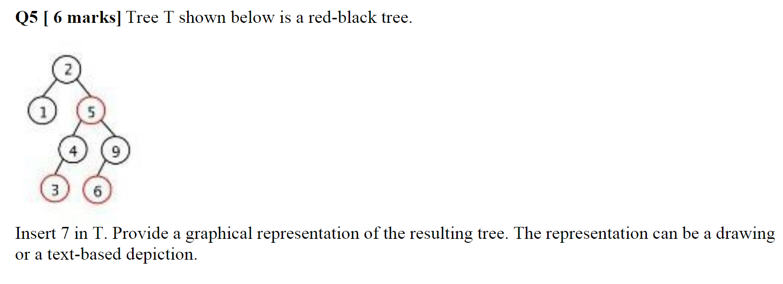 Solved Q5 [ 6 marks] Tree T shown below is a red-black tree. | Chegg.com