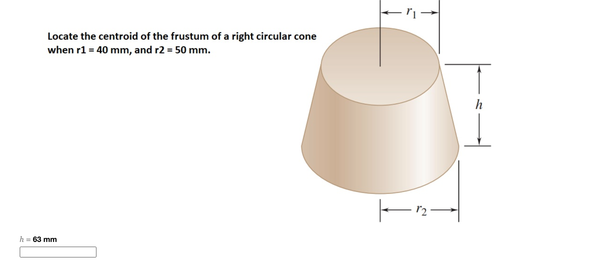 Solved tri- Locate the centroid of the frustum of a right | Chegg.com