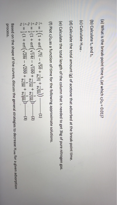 Solved 3. Adsorption column (40pts) We are trying to remove | Chegg.com