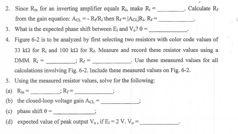 Solved 2. Since Rin for an inverting amplifier equals Ri, | Chegg.com