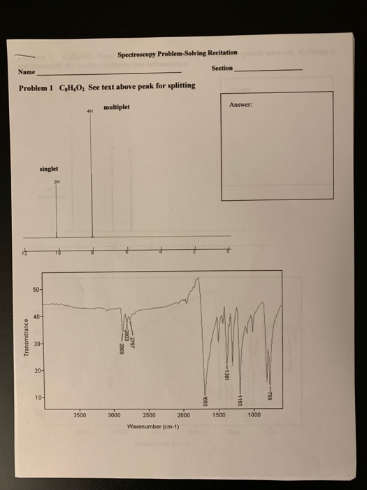 Solved Spectroscopy Problem-Solving Recitation Section Name | Chegg.com Solved Spectroscopy Problem-Solving Recitation Section Name | Chegg.com