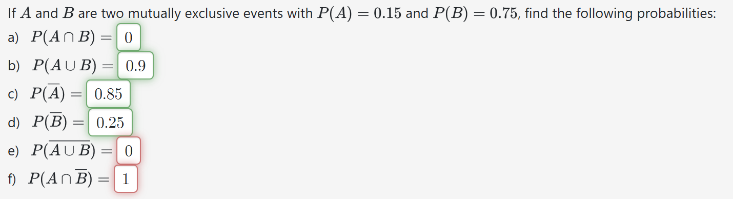 Solved If A and B ﻿are two mutually exclusive events with | Chegg.com