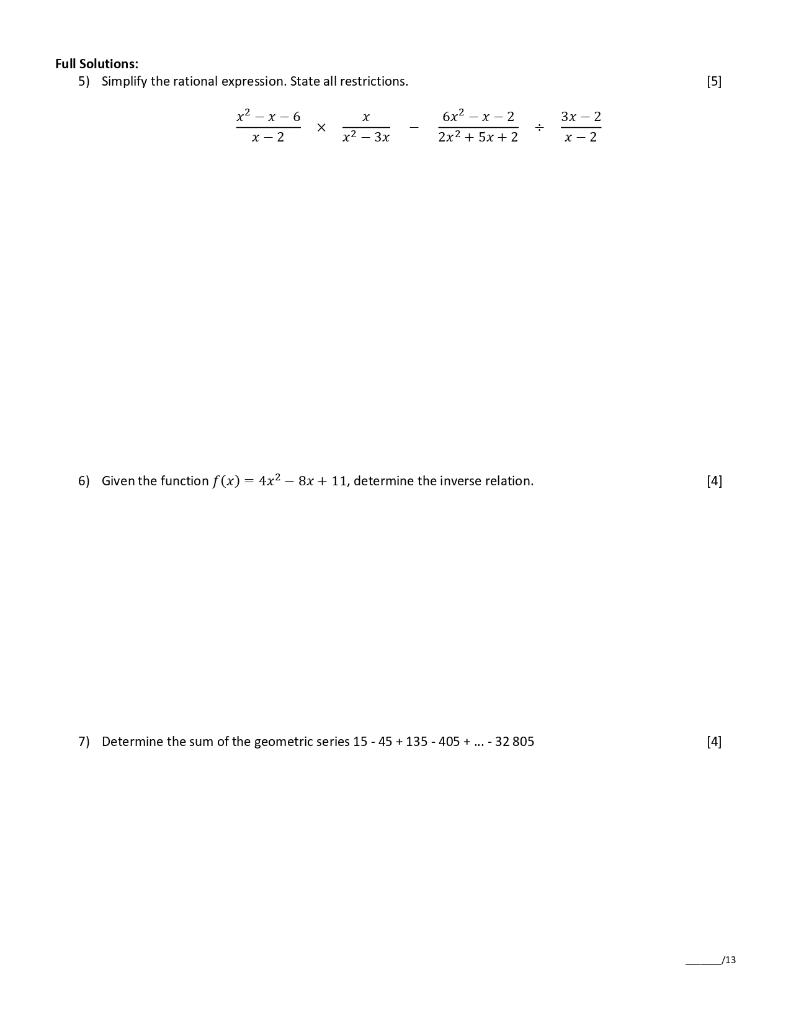 Solved Full Solutions: 5) Simplify the rational expression. | Chegg.com