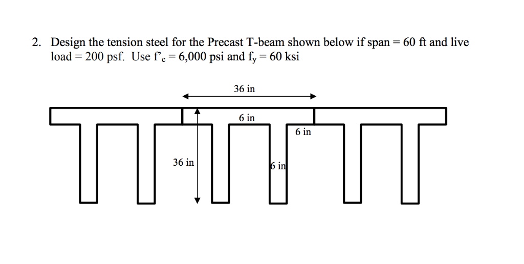 Solved 2. Design the tension steel for the Precast T-beam | Chegg.com