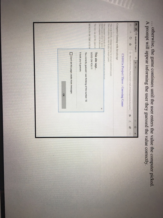 Solved Project 3: Using JavaScript to play a Guessing Game | Chegg.com