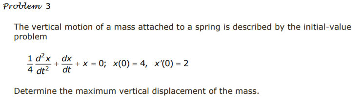 Solved The vertical motion of a mass attached to a spring is | Chegg.com