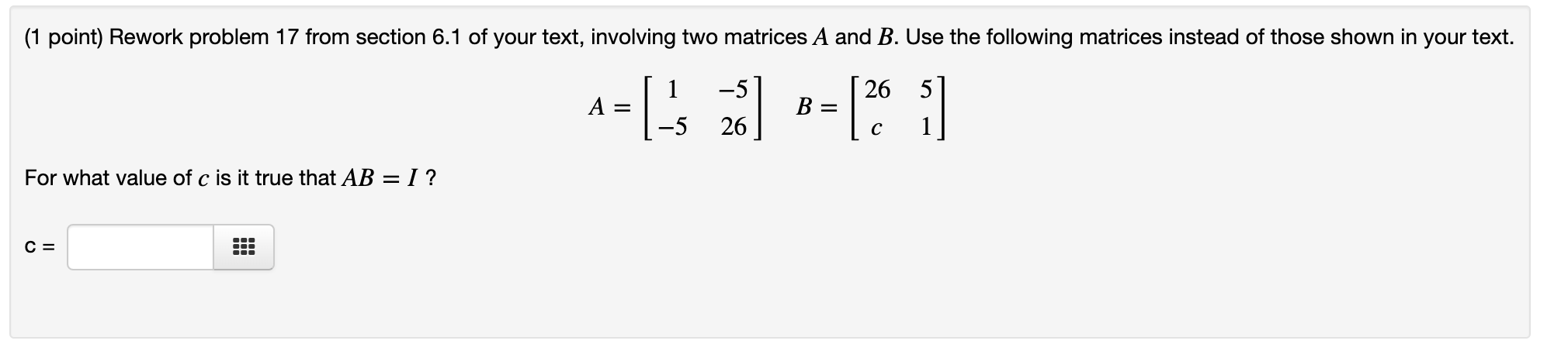 Solved 1 Point Rework Problem 17 From Section 6 1 Of Your
