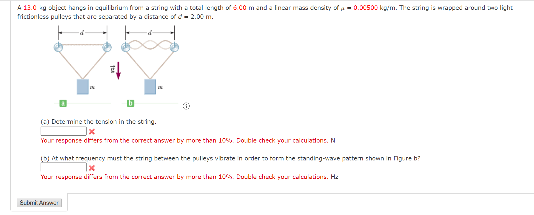 Solved A 13.0-kg ﻿object hangs in equilibrium from a string | Chegg.com