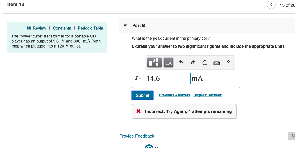 Solved The “power cube” transformer for a portable CD player | Chegg.com