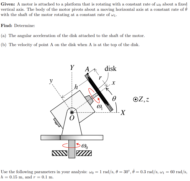 Solved Given: A motor is attached to a platform that is | Chegg.com