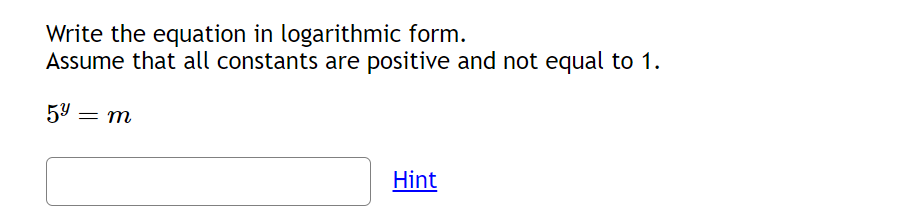 Solved Write the equation in logarithmic form.Assume that | Chegg.com