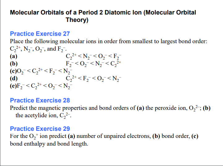 Solved Molecular Orbitals of a Period 2 Diatomic lon | Chegg.com