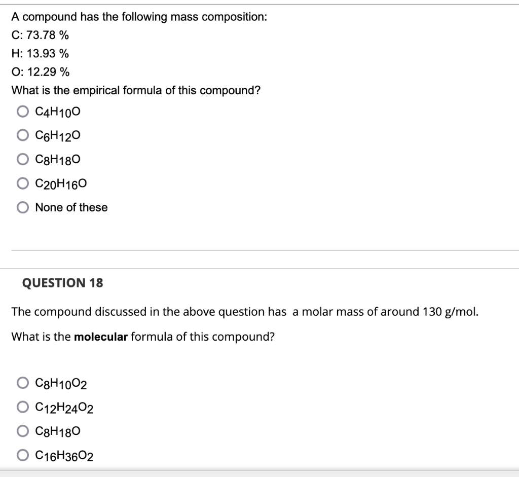 Solved the last option for question 18 was none of the above | Chegg.com