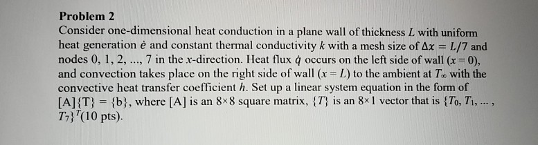 Solved Problem 2 Consider one-dimensional heat conduction in | Chegg.com