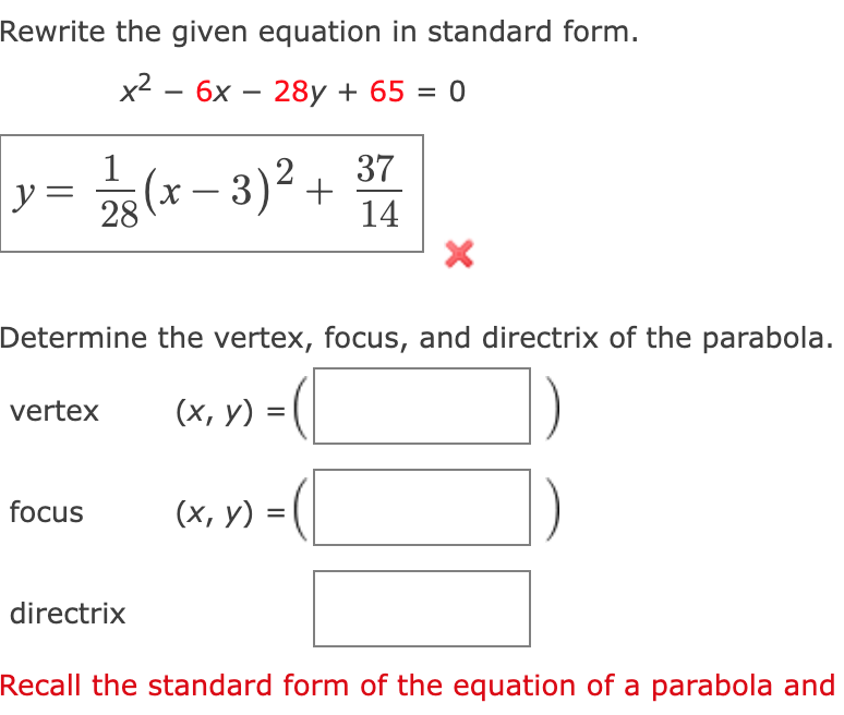 Solved Rewrite the given equation in standard | Chegg.com