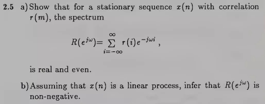 Solved 5 a) Show that for a stationary sequence x(n) with | Chegg.com