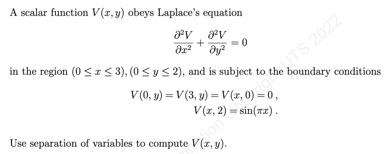 Solved A scalar function V(x,y) obeys Laplace's equation | Chegg.com