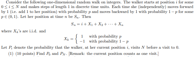 Solved Consider the following one-dimensional random walk on | Chegg.com
