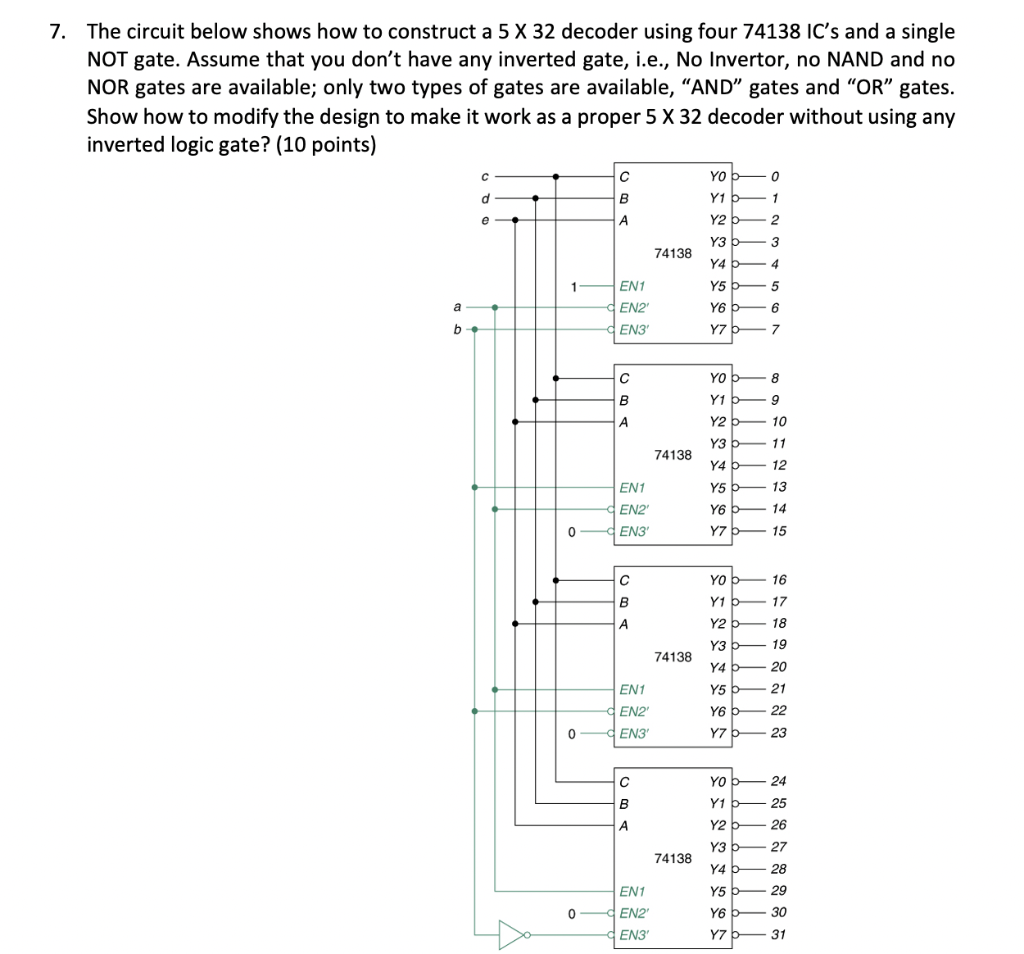 Solved 7. The circuit below shows how to construct a 5 X 32 | Chegg.com